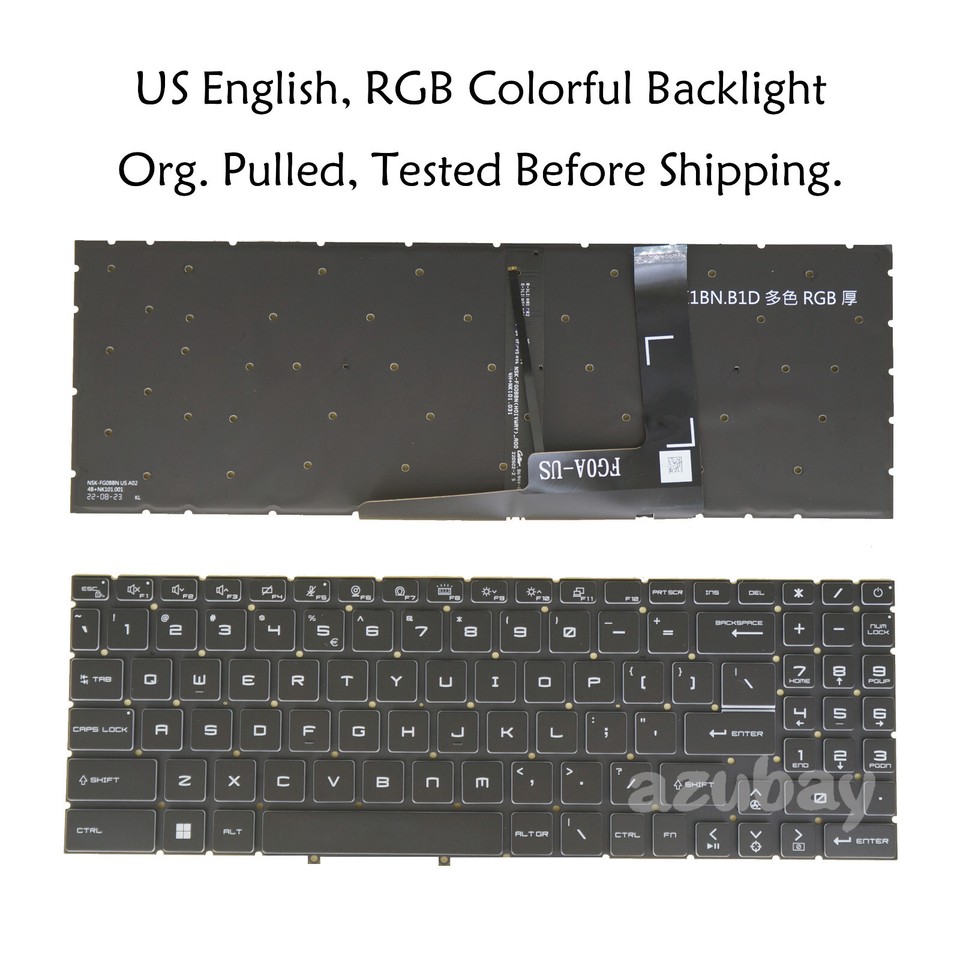 RGB Backlit Keyboard for MSI Pulse GL66 GL76, Crosshair 15 A11UEK ...