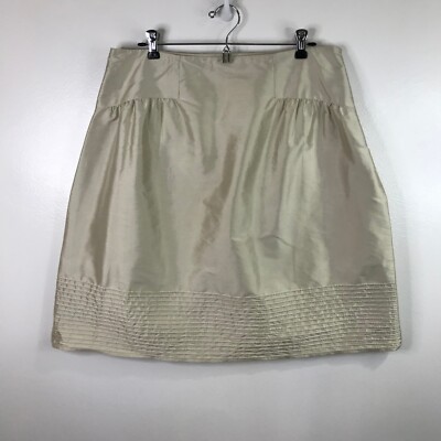 Magaschoni Collection Silk Skirt Size 10 / Medium Ivory Cream Satin A ...