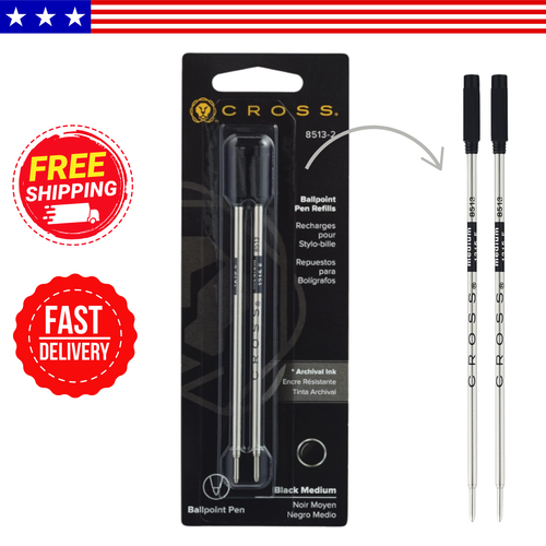 Cross Ballpoint Pen Refills, Medium Point, Black Ink, 2-Pack for Smooth ...