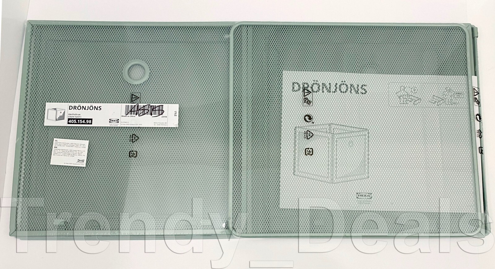 Ikea DRONJONS Storage Box, Durable Steel Mesh Light Green-Gray fits ...