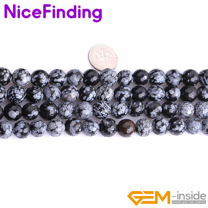 Natural White Black Snowflake Obsidian Gemstone Faceted Beads For ...