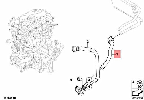 Genuine BMW E81 E82 E84 Additional Water Pump F Radiator Hose OEM ...