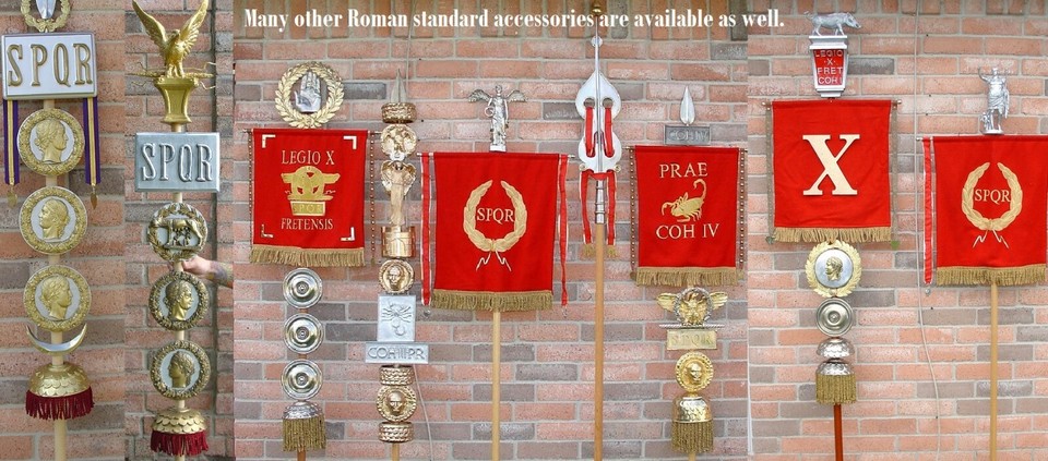 Roman LEGIO IIII FLAVIA FELIX legion standard lion vexillum flag spear ...