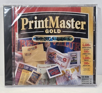 PrintMaster Gold Bonus Pack PC CD-ROM Windows 3.1/95/98 New Sealed | eBay