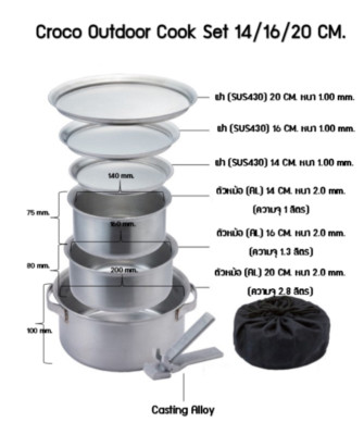 Thai Traditional Croco Outdoor Cook Set Aluminum Cookware Picnic ...