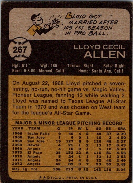 1973 Topps #267 Lloyd Allen Baseball card 8K | eBay