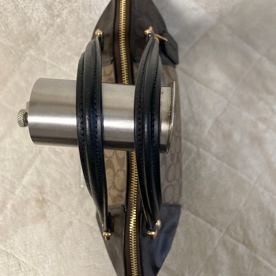 Borsa a tracolla Coach Casey 2 vie in pelle marrone con logo PVC nuova ...