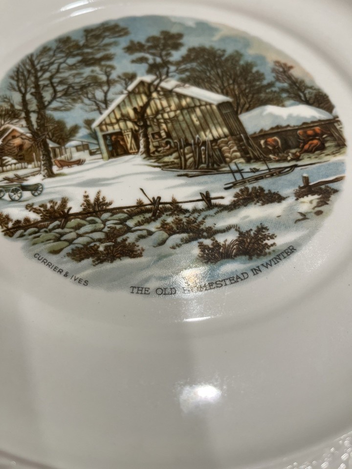 Vintage Harkerware Currier And Ives 10.25” Plate (The Old Homestead in ...