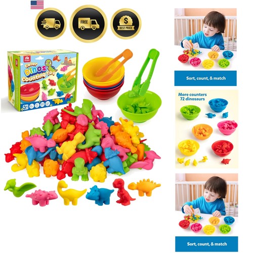 Dinosaur Sorting Toy Set Color Matching Counting Preschool Learning Toy ...
