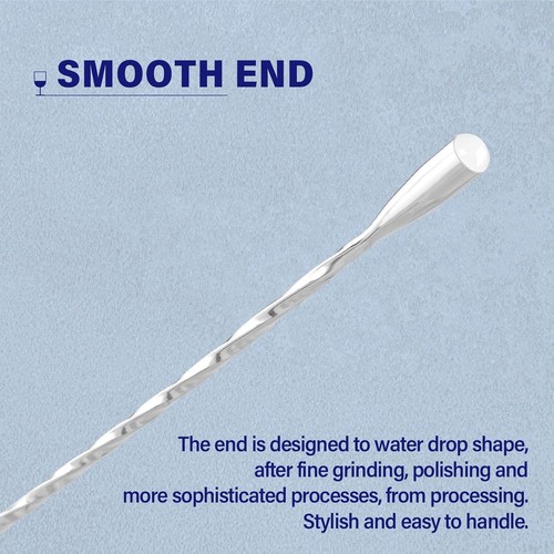 Bar Spoon Cocktail Mixing Stirrer for Drink Stainless Steel 12", Silver ...