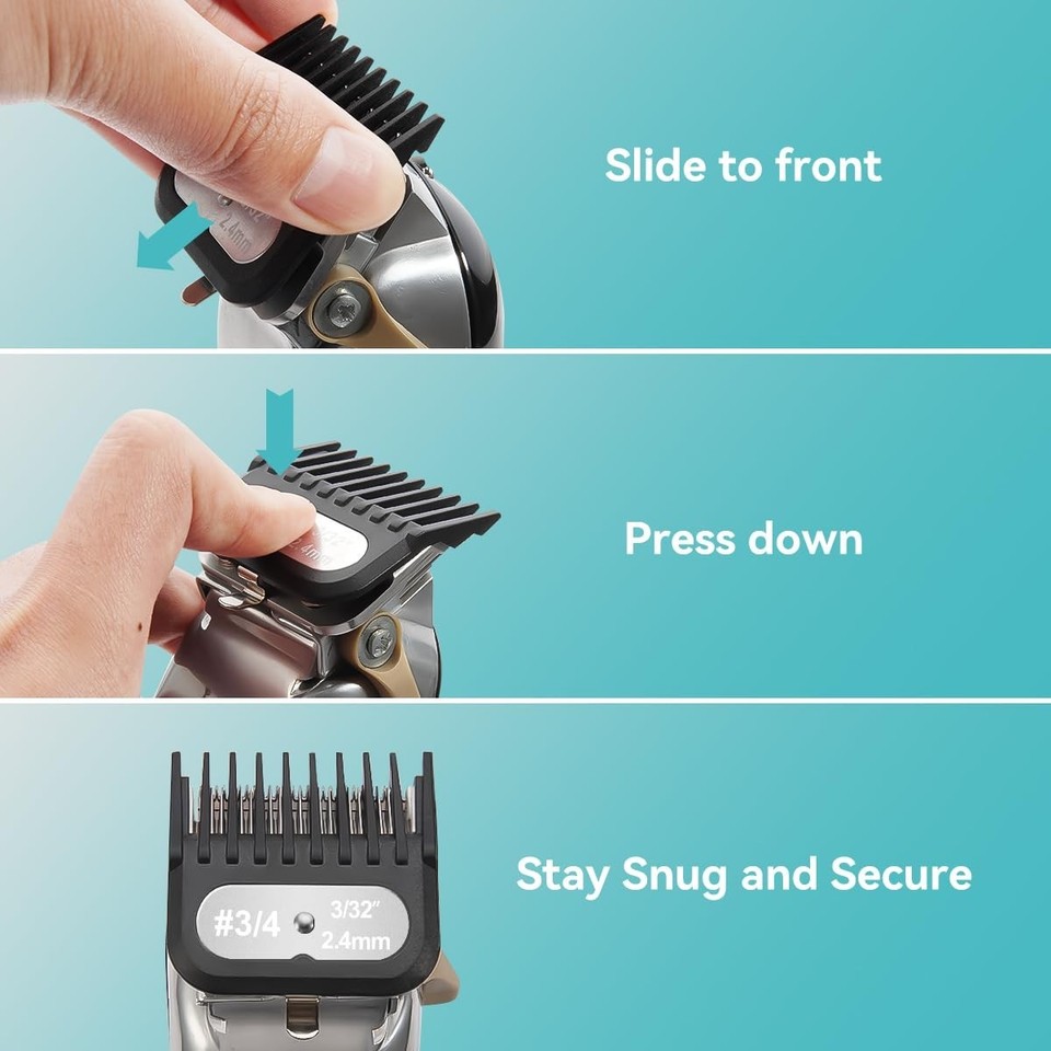 Clipper Guards Set Compatible with Most Wahl Clippers, -1/16" to 1", 12 ...