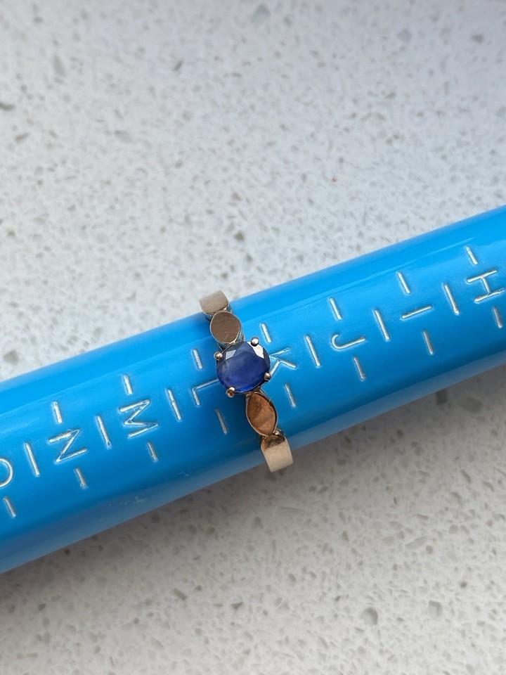 Size K.5 8ct Rose Gold Blue Stone Solitaire Ring 8k 333 | eBay UK