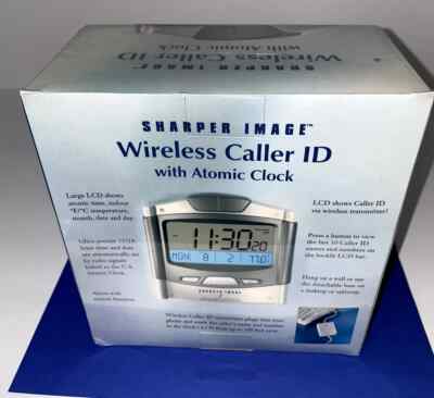 SHARPER IMAGE CH002 WIRELESS CALLER ID W. ATOMIC CLOCK Factory Sealed ...