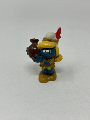 The Smurfs Smurfette Smurf Feather Pottery 20167 Rare Vintage Figurine ...