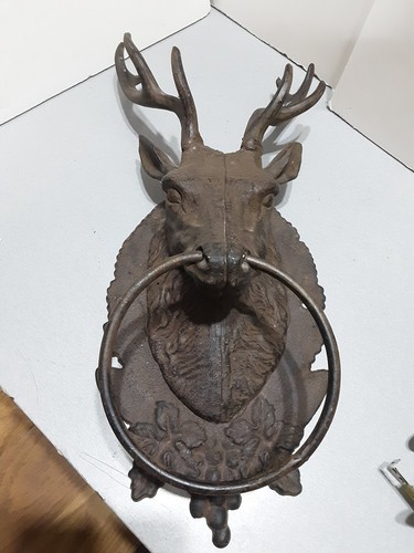 UNUSUAL CAST IRON BUCK DEER WALL ART SCULPTURE/TOWEL RACK | eBay
