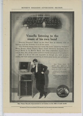 1914 Victor Talking Machines Ad: Vessella's Band Pic at Atlantic City ...
