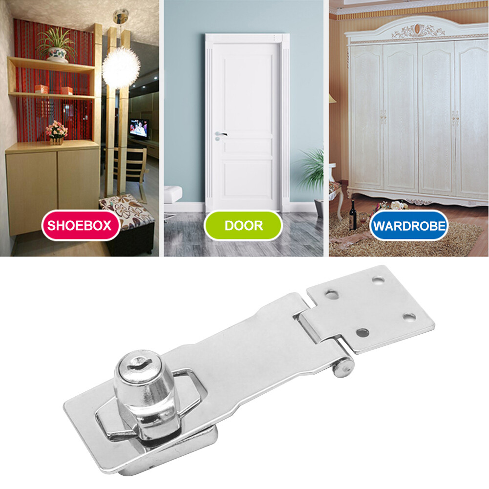 Punch-Free Stainless Steel Drawer Lock with Key Door Bolt Locks (4 Inch ...