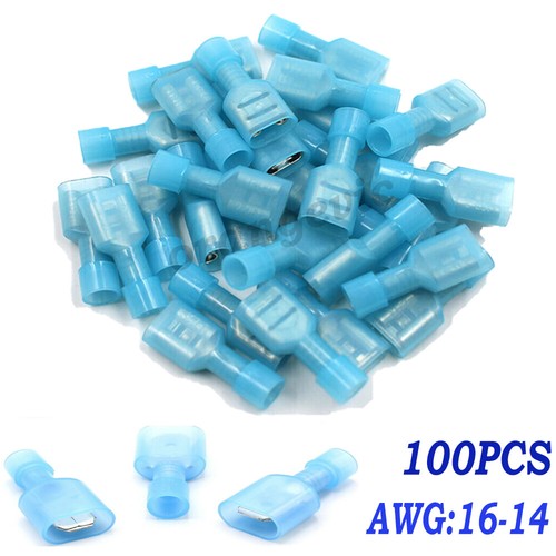 100PCS Nylon Female Male Insulated Spade Wire Connectors Crimp Terminal 16-14AWG | eBay
