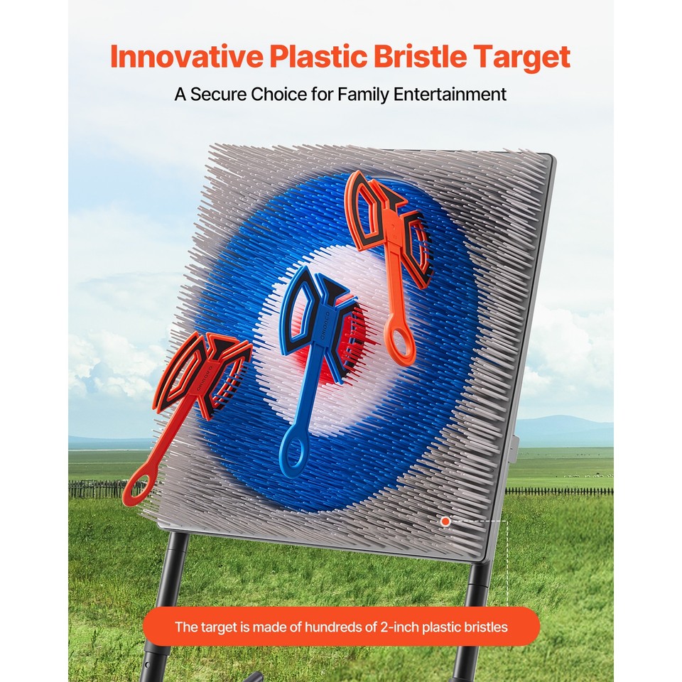 Axe Throwing Game Plastic Bristle Target with 8 Throwing Axes Set Steel ...