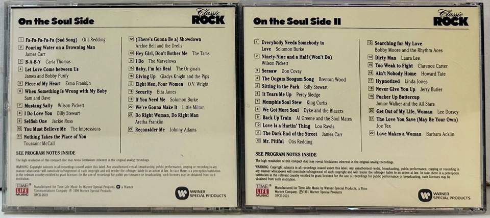 Time Life Music Classic Rock: On the Soul Side I - II 2 cd Set MINT ...