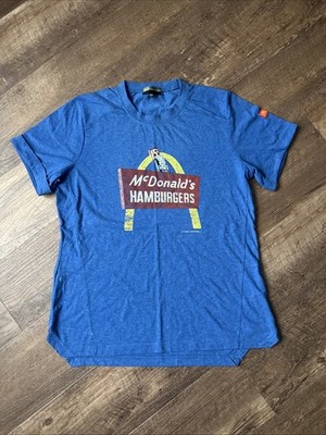 McDonalds Hamburgers T-Shirt Medium Blue Retro Employee Uniform | eBay
