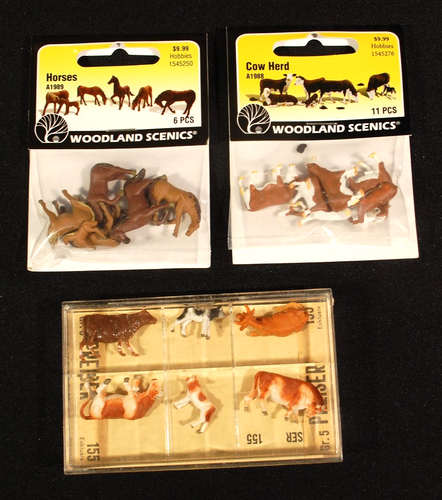 Woodland Scenics Horses and Cows & Preiser Cows Animal Figures HO Scale ...