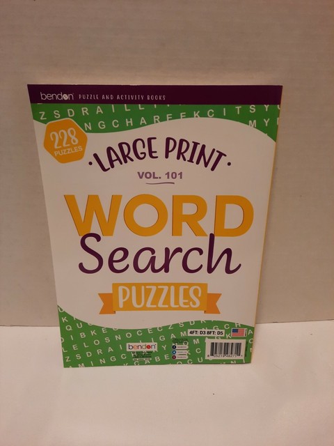 Bendon Large Print Word Search Puzzles 228 Puzzles Size 8 X 11 Vol. 101 ...