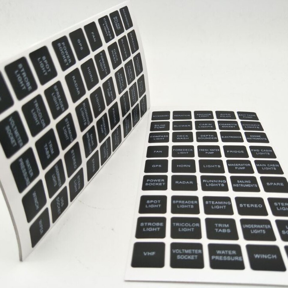 45x Rocker Switch Label Decals Circuit Fuse Panel Sticker Marine Boat ...