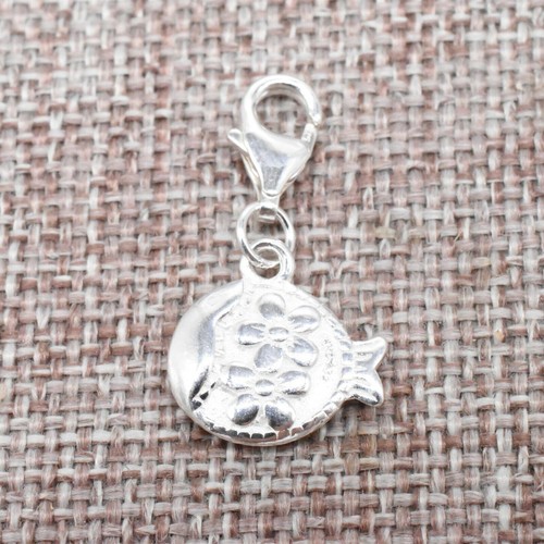 925 Sterling Silver Flower Fish Dangle Clip On Charm Lobster Clasp for ...