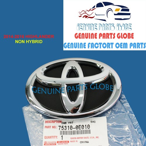 GENUINE TOYOTA 14-16 HIGHLANDER FRONT GRILLE EMBLEM WITHOUT SENSOR ...