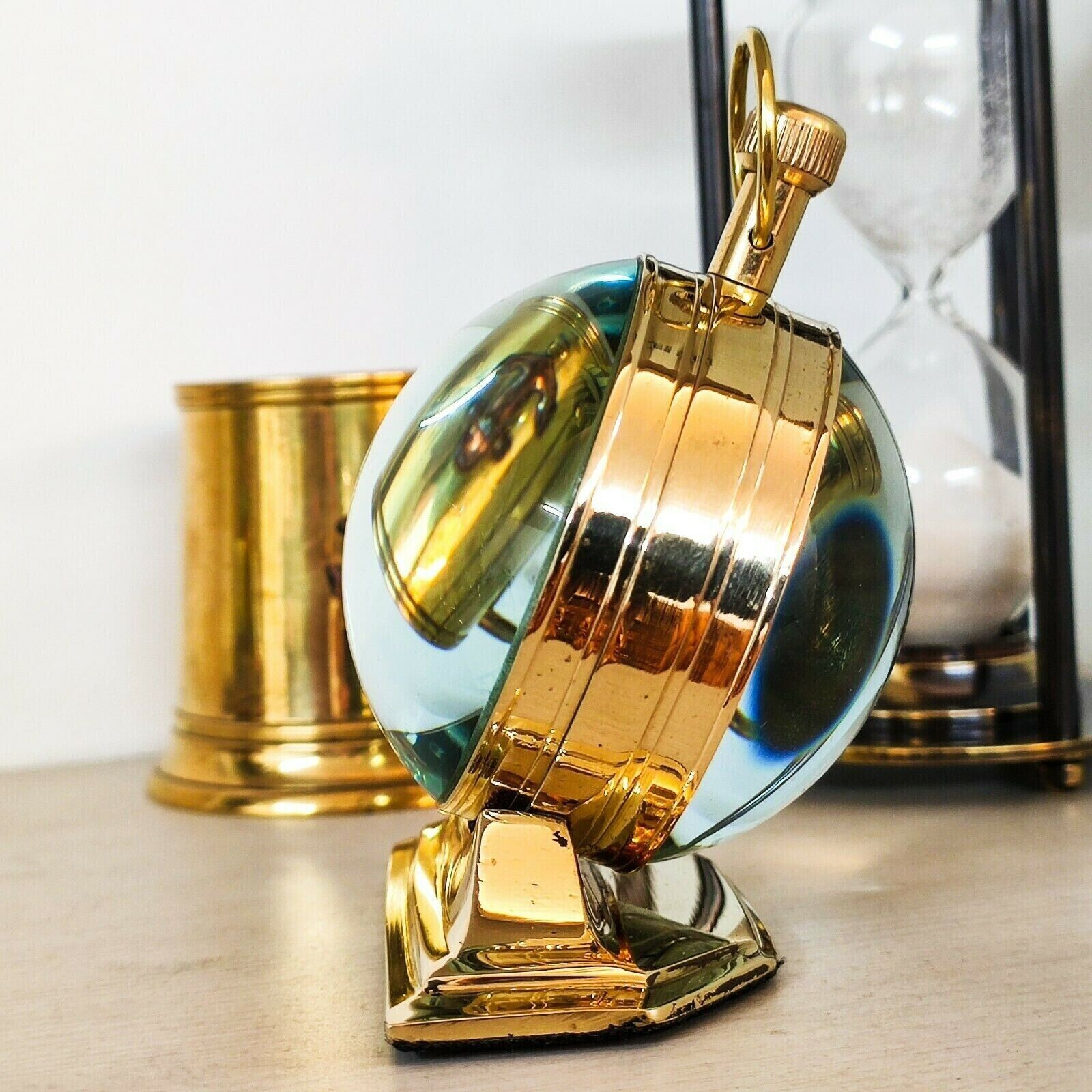 Shiny Brass Trophy Desk Clock Mechanical Vintage Table Top Decorative ...