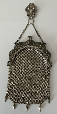 Antique Purse German Silver Art Nouveau Repousse Mesh Bag HTF ...