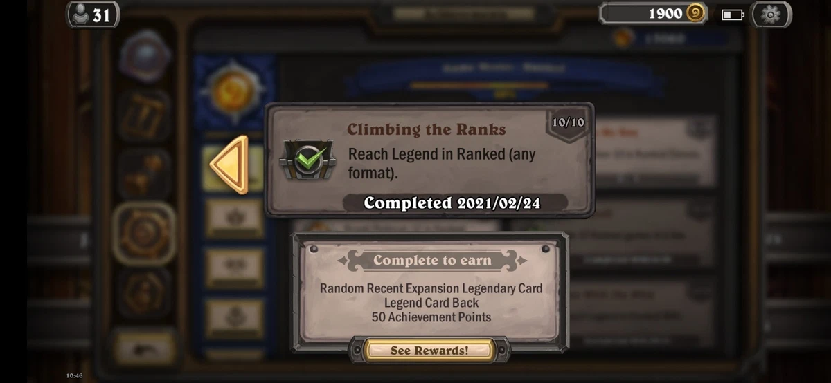 Legendary Rank Hearthstone