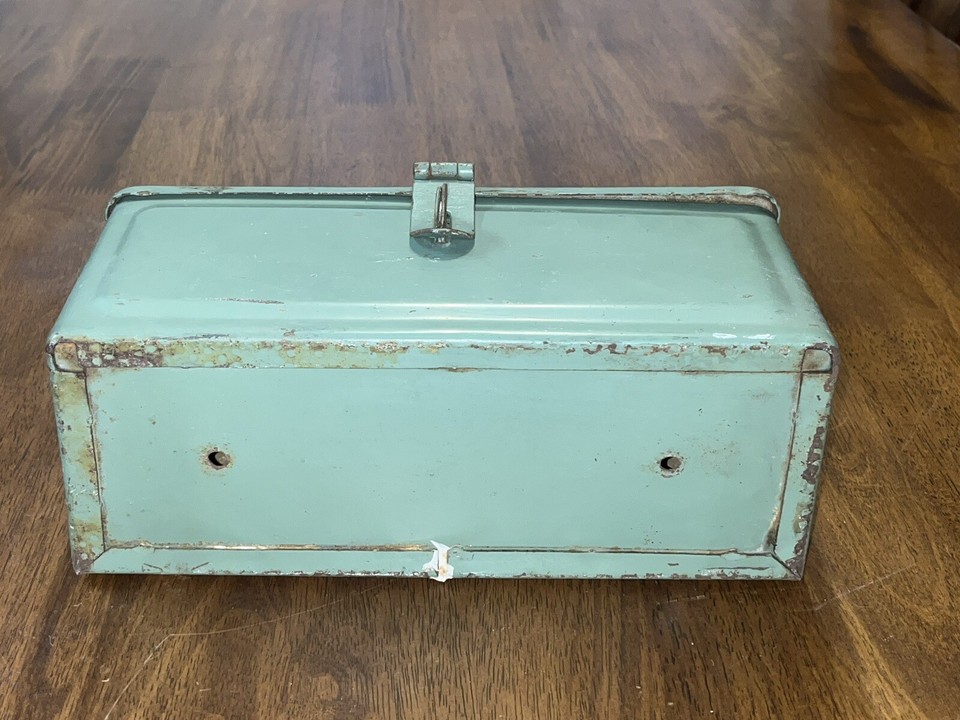 Antique Ford Fordson Green Steel Diesel Tractor Tool Utility Box Lid ...
