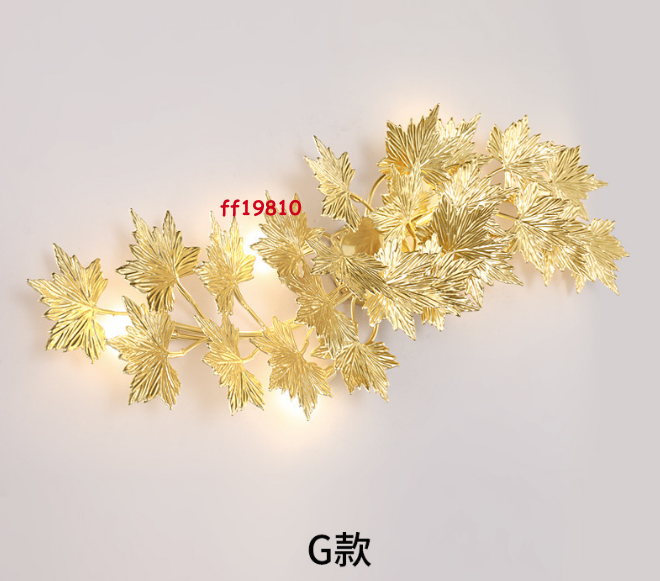 Creative Maple Leaf Wall Lamp Lights Gold Living Room Bedroom Crystal ...
