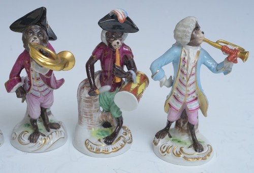 Antique Sitzendorf Porcelain Monkey Band, group of 6, circa 1910 | eBay