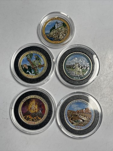 5 Coin National Park Quarter Colorized Complete 2012 America Beautiful ...