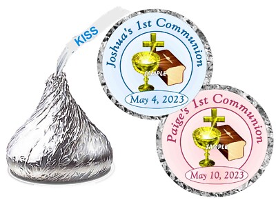 216 FIRST 1ST COMMUNION FAVORS CHOCOLATE KISS CANDY KISS LABELS HOLY ...