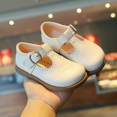 GIRLS LEATHER DRESS SHOES TODDLERS WEDDING PARTY SCHOOL SHOES FLAT ...
