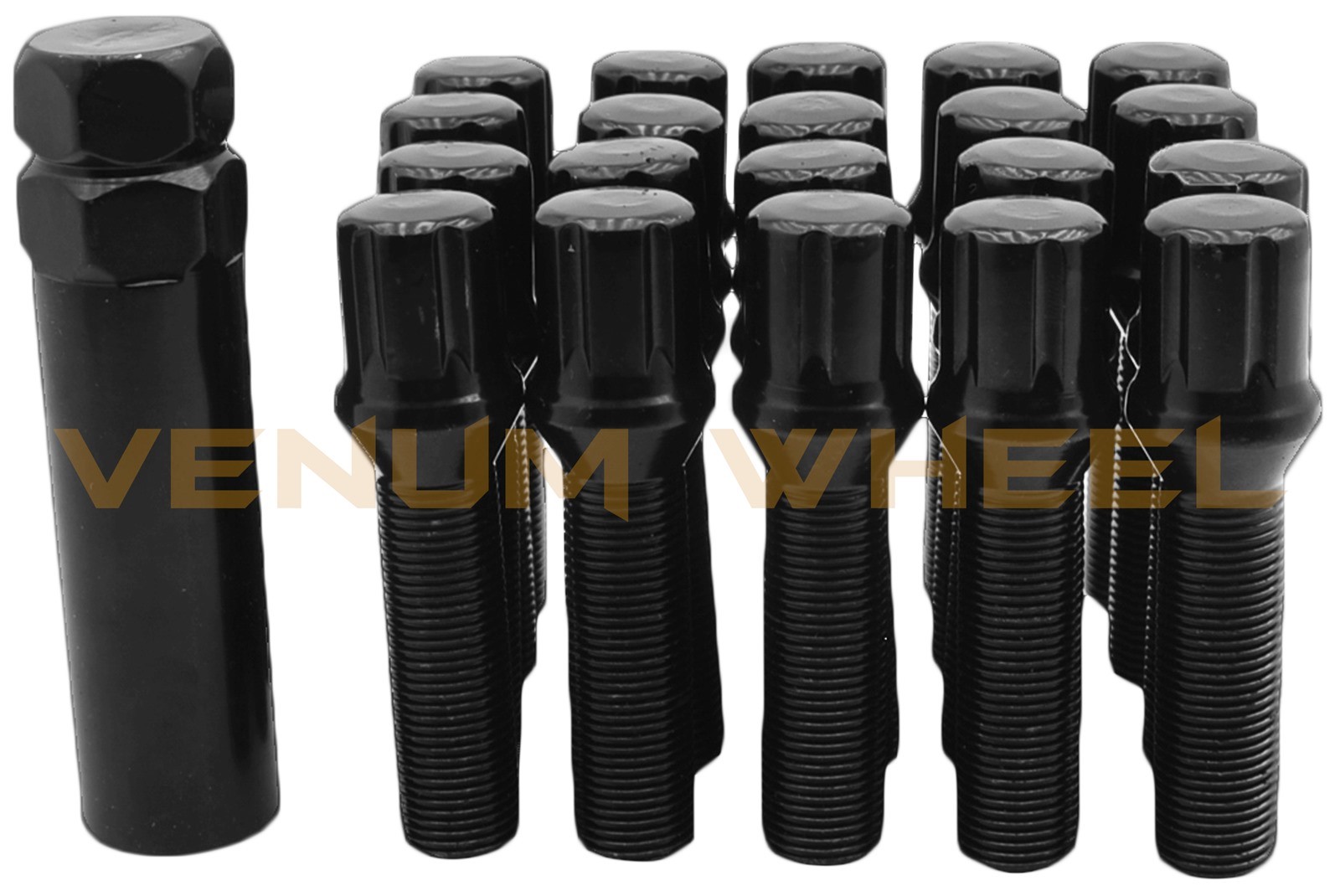 20 Pc BMW 12x1.5 Black Spline Tuner Lug Bolts 55mm Shank + 2 Security ...