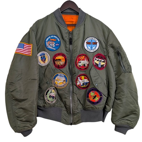VTG Alpha Industries MA-1 Flight Jacket NASA Boeing Area 51 Patches USA ...