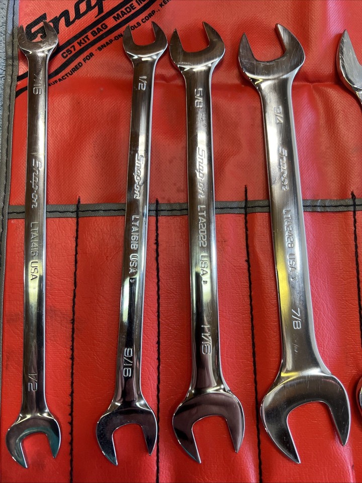 Snap-on 5pc SAE 15° Offset Low Torque Slimline Open-End Wrench Set 7/16'–1" CS57 | eBay