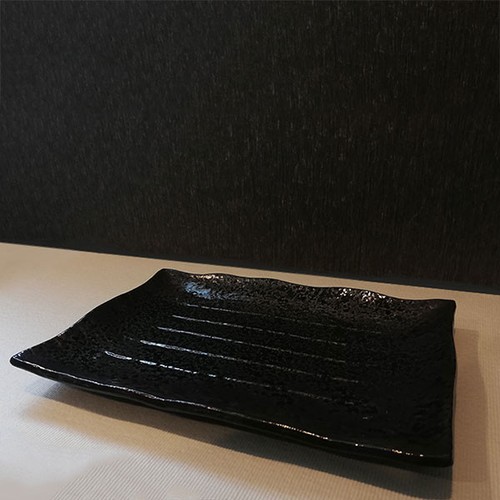 Ban-Koyaki, Yuteki Tenmoku long rectangular plate size 11 , large From ...