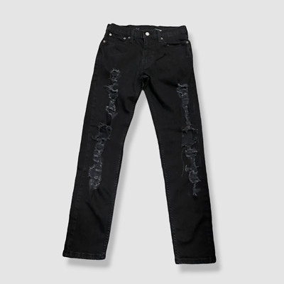 $70 Levi's 512 Men's Black Distressed Slim Fit Stretch Jeans Pants Size ...