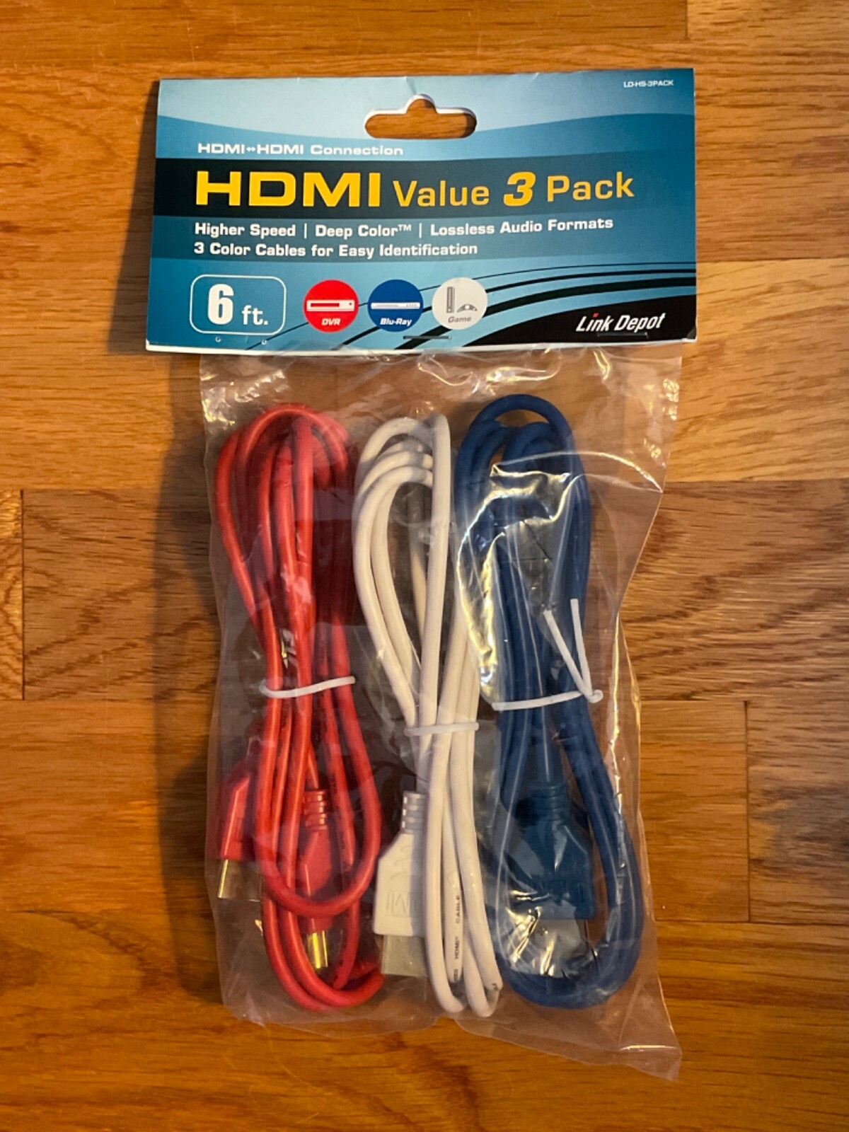 3 Color Coded 6 ft HDMI Cable Value Pack -3 Cables Red White Blue | eBay