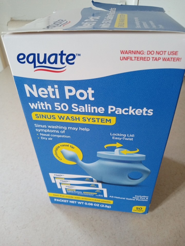 Equate Neti Pot with 50 Saline Packets Nasal Wash System Sinus ...