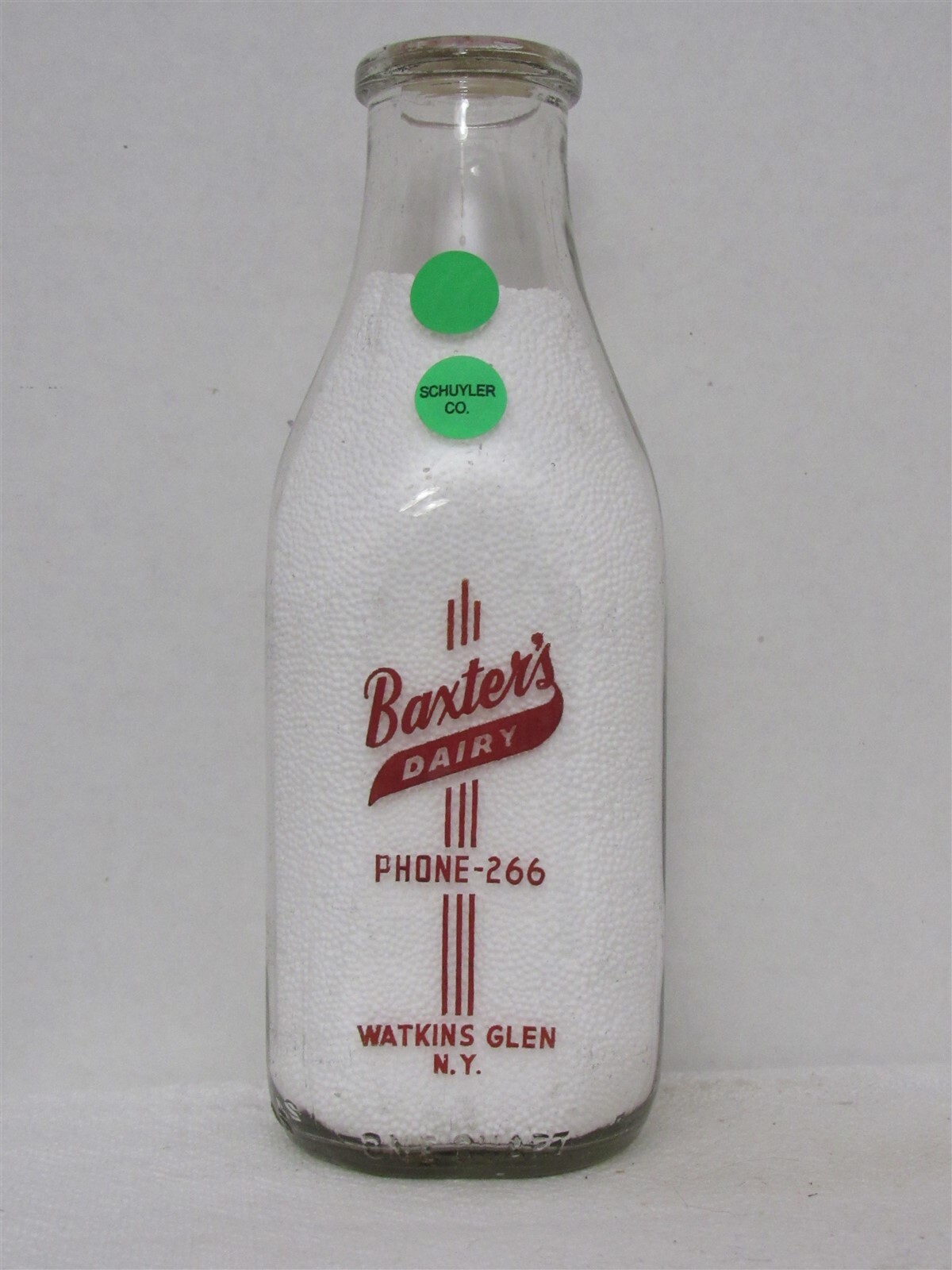 TSPQ Milk Bottle Baxter Baxter's Dairy Watkins Glen NY SCHUYLER COUNTY ...