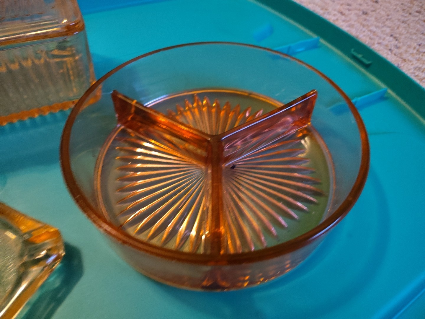 Pink Depression Glass Set Of Random Things Butter Dish, Divided Dish | eBay