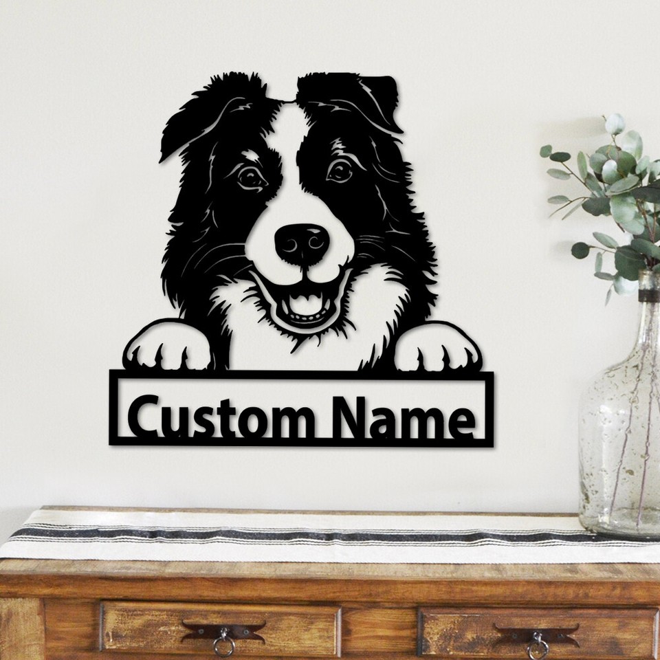 Personalized Border Collie Dog Metal Signs, Custom Dog Wall Decor, Dog ...