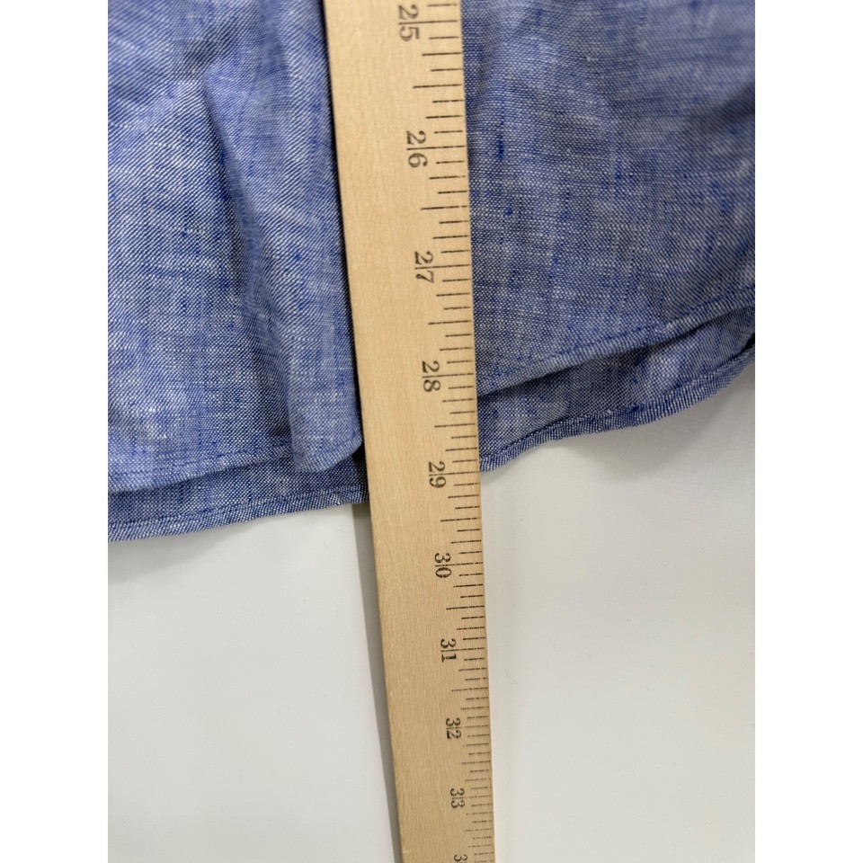 Untuckit Shirt Mens XL Blue Linen Slim Fit Wrinkle Resistant Long ...